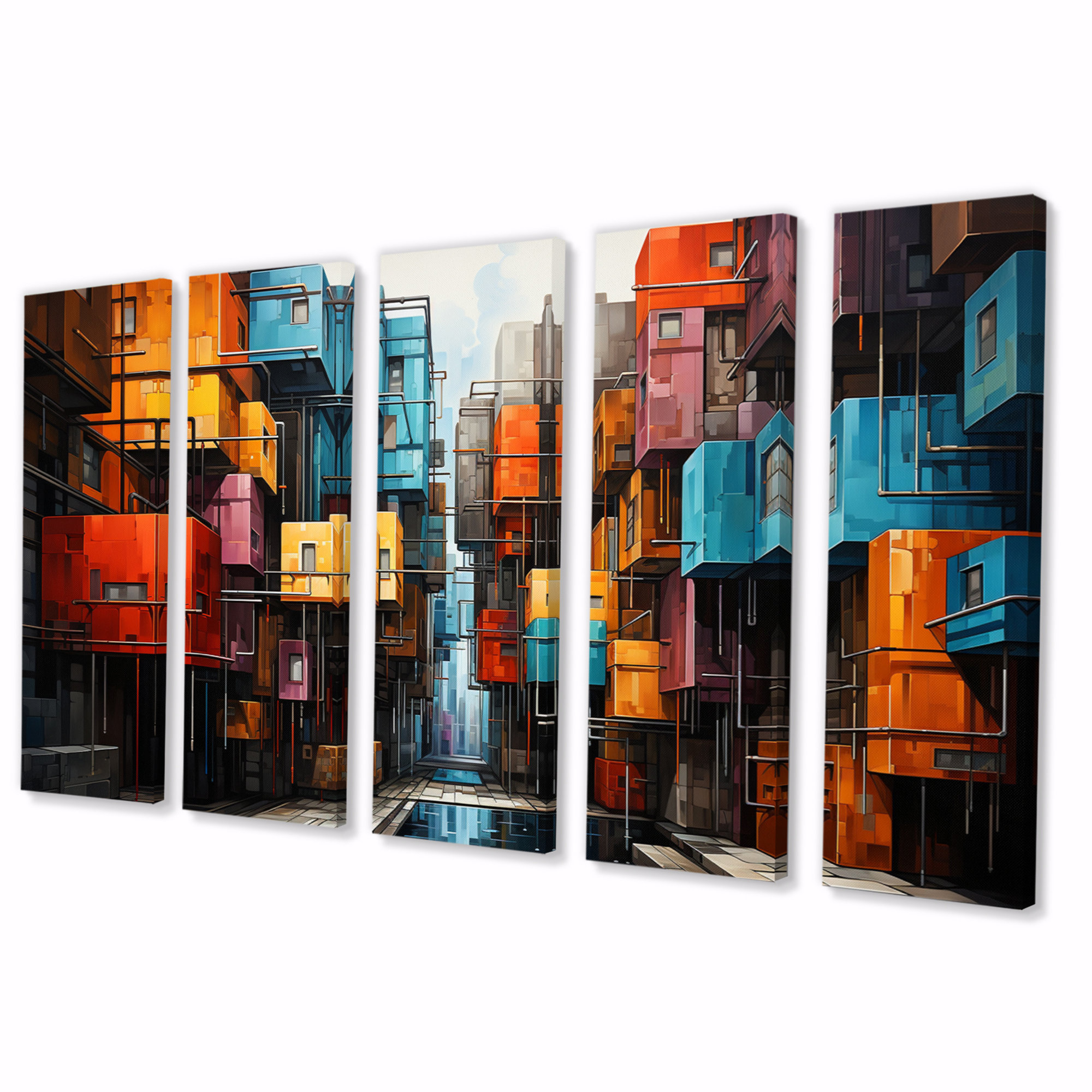 Winston Porter Hardedge Art Contrasting Chroma - Modern Wall Decor - 5 Equal Panels - Wayfair Canada